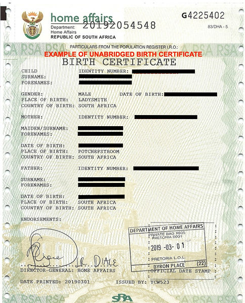 ABRIDGED BIRTH CERTIFICATE - A 2 Z Q Services